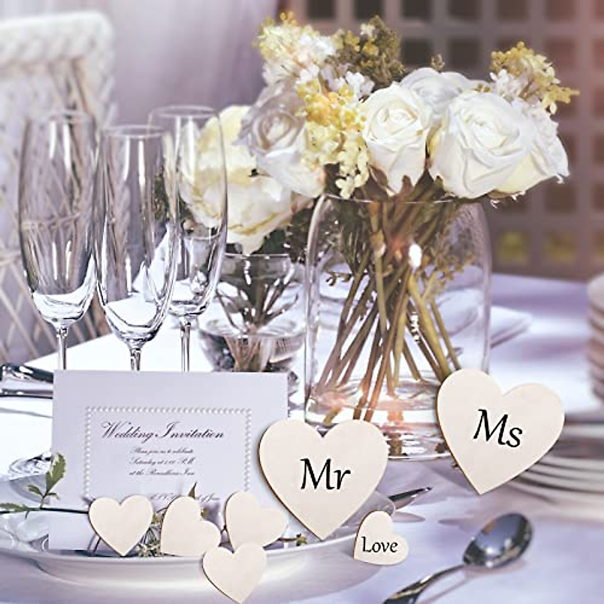 Wooden Hearts Guest Book Hearts Set 150 Pcs Small Wooden Hearts Cutouts and 2 Pcs Big Wood Heart Wooden Heart Guest Book Alternative Christmas Tree Ornament for Wedding Baby Shower Guest Sign