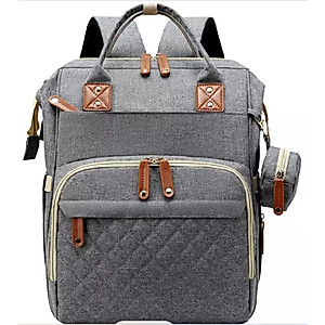 KLEINER Diaper Bag Backpack, Diaper bag, Baby diaper bag, Baby Diaper Backpack, Backpack Diaper tote with pacifier compartment and USB charging cord (Gray)