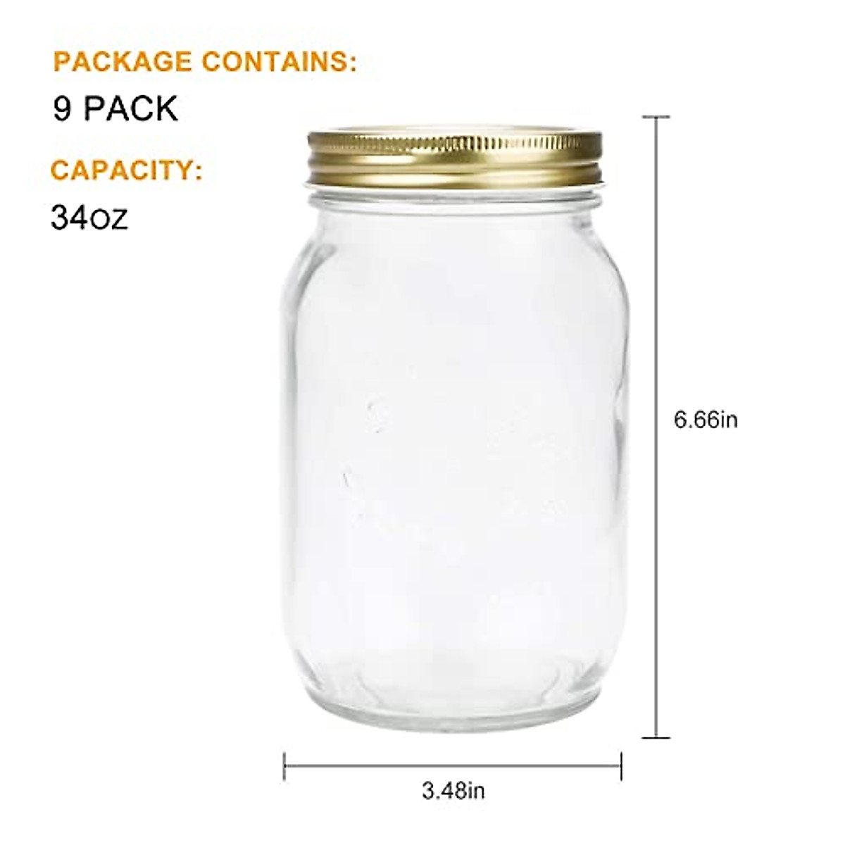 32 oz Glass Jars With Lids,Encheng Wide Mouth Ball Mason Jars 1000ml,Canning Jars For Pickles,Herb,Jelly,Jams,Honey,Glass Storage Jars Kitchen Canistes Containers Dishware Safe 9 Pack …