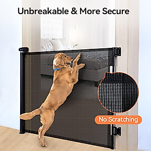 COMOMY Retractable Baby Gate for Stairs, 0-71" Mesh Dog Gate for House Doorways Hallways, 33" Tall Extra Wide Child Safety Gate for Kids Pets, Indoor and Outdoor (Black)