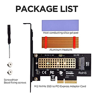 M.2 NVME SSD to PCIe 4.0/3.0 x4 Adapter, M.2 2280 2260 2242 2230 SSD to PCIe 4.0/3.0 x4 Host Controller Adapter Card with Aluminum Heatsink for PC Desktop with Full Speed