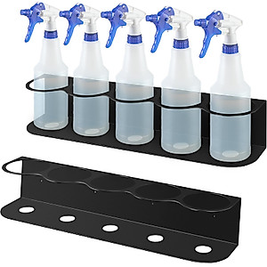 Therwen 2 Pcs 5 Holes All Purpose Steel Spray Bottle Holder Heavy Duty Spray Can Holder Rack Organizer Easy Install Wall Mount Paint Spray Bottle Organizer Storage Rack for Garage Home Workspace