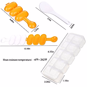 Diy Sushi Molds Rice Ball Molds Set Include 1 Piece Sushi Rice Shape Maker, 1 Piece Rice Baller Shaker With Rice Paddle