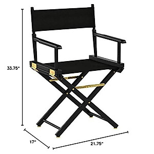 Casual Home Director's Chair ,Black Frame/Black Canvas,18" - Classic Height