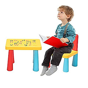 Ochine Kids Table and Chair Set Kids Study Table and Chair Set Detachable Toddler Table and Chair Set Plastic Children Activity Table for Reading, Drawing, Snack Time, Arts Crafts, Playroom, etc