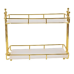 FTVOGUE Makeup Shelf Organizer, 2 Tier Bathroom Countertop Organizer with Vanity Tray Bathroom Trays forCounter, Storage for Cosmetics, Skincare, Perfume (S)