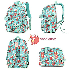 KIDNUO Girls Backpack,15.6 Inch Laptop School Bag Large Primary Elementary Middle College Bookbags Kids Backpacks for Teens Girls Women Students Anti Theft Travel Daypack (Green)