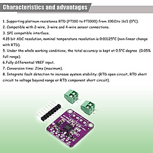 Comidox 1PCS MAX31865 PT100/PT1000 RTD Temperature Thermocouple Sensor Amplifier Board Temperature Detector Module for Arduino