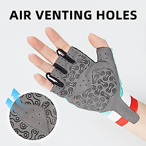 Darevie Cycling Gloves, Shock-Absorbing Half Finger Biking Gloves, Breathable Half Finger Bicycling Gloves, Anti-Slip Shockproof Gel Padded Mountain Bike Gloves for Man, Woman (Blue-White, M)