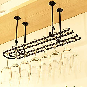 Modern Metal Wine Rack Bar Family Living Room Wine Shelf Hanging Goblet Stand 60/80/100 * 25Cm J1122, PIBM, Black, 60 * 25cm