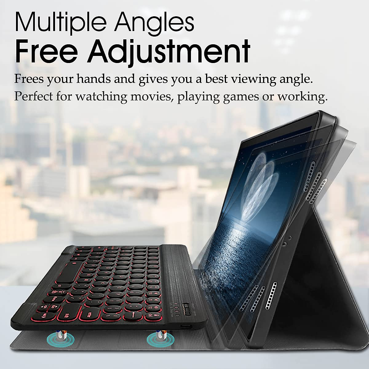 REAL-EAGLE Galaxy Tab S5e 2019 Backlit Keyboard Case SM-T720 SM-T725 SM-T727, 7 Color Backlights Detachable Wireless Keyboard Protective Case Cover for Samsung Galaxy Tab S5e 10.5 Inch 2019, Black