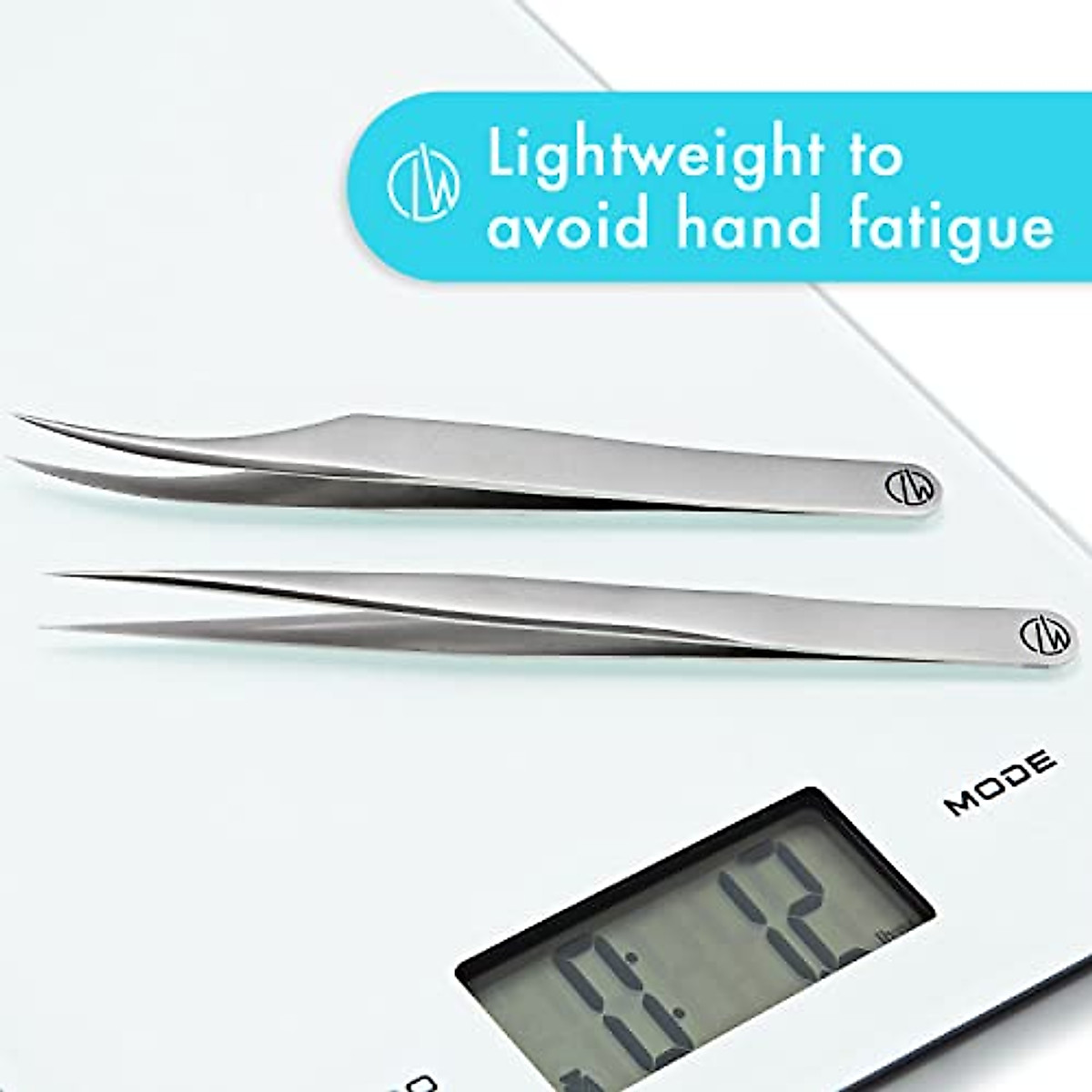 Eyelash Extension Tweezers Set of 2 Eyelash Tweezers - Isolation Tweezers Eyelash Extensions and Volume Lash Tweezers - Straight and Pointed Curved Tweezers - Professional Lash Tweezers – by CLW