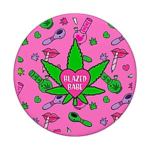 Pink Stoner Girl Weed Phone Grip Cute Marijuana 420 Gift PopSockets PopGrip: Swappable Grip for Phones & Tablets