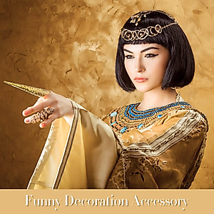 20 Packs halloween Finger Nail Claw Rings Ancient Queen Fingernail Claw Metal Finger Knuckle Claw for Halloween Women Cosplay Costume Drama Dance Show (Gold, Silver)