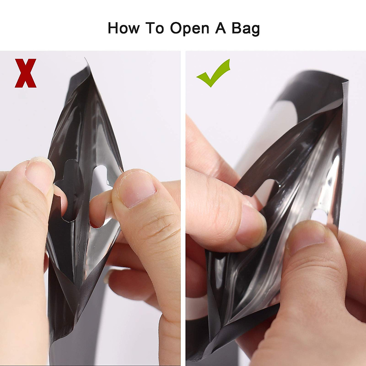 Bezall 100Pcs Mini Resealable Mylar Bags with Window, Smell Proof Zip Lock Food Storage Bags Foil Pouch for Packaging Small Business Candy Sample Jewelry (Black, 3x4.7 Inches)