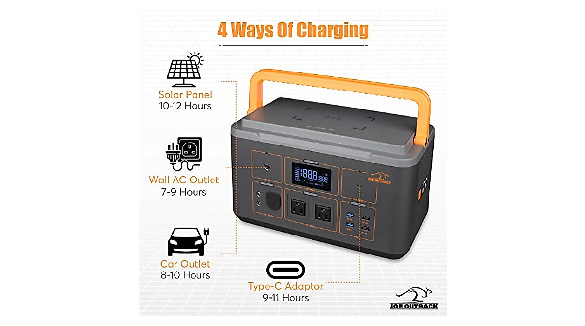 Portable Power Station with 500W Output, Wireless Charging & USB
