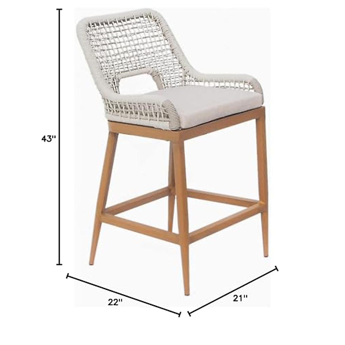 US Furnishing Indoor & Outdoor Weatherproof Bar Stools, Bar Stool 25' Counter Height Indoor & Outdoor Waterproof Hand-Crafted Stool, Gray.brown, (7890-cc)