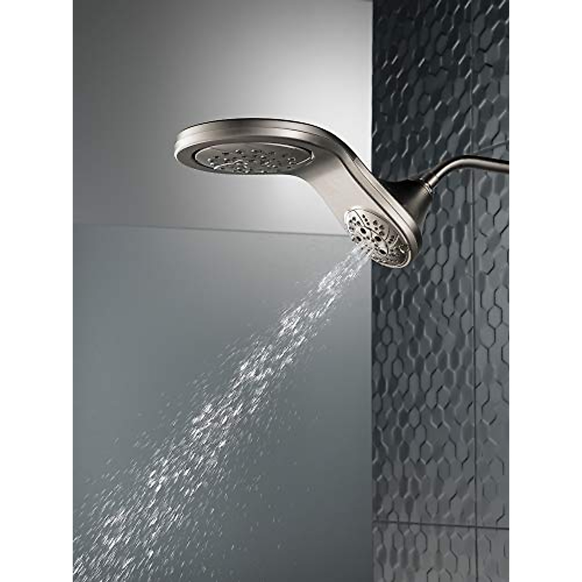 DELTA FAUCET 58581-SS25-PK HydroRain H2Okinetic 5-Setting Two-in-One Shower Head Combo, 2.5 GPM Water Flow, Stainless