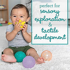 Infantino Activity Ball Set Music & Lights - 4 Colorful, Bouncy, & Multi-Textured Balls for Fine Motor Development for Little Hands
