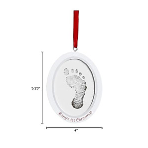 Pearhead Babyprints Double-Sided Christmas Photo Ornament with Clean Touch Ink Pad, Newborn Handprint or Footprint Kit, 2 Sided Baby's 1st Christmas Holiday Keepsake Ornament