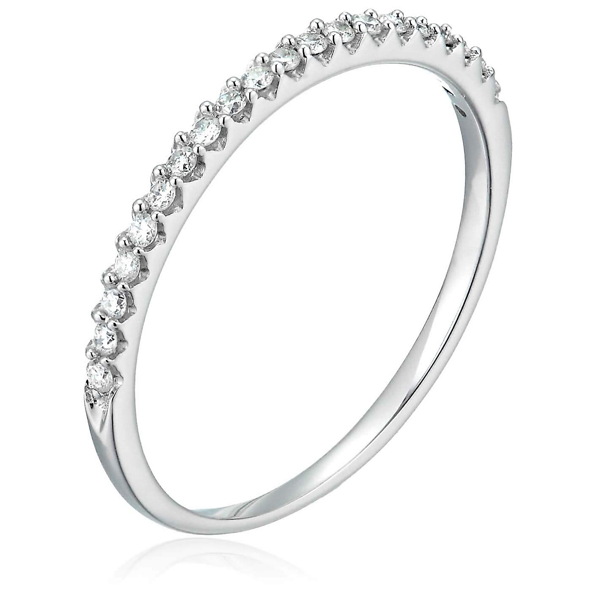 Vir Jewels 1/6 cttw Micro Pave Diamond Wedding Band for Women in 10K White Gold Prong Set, Size 5