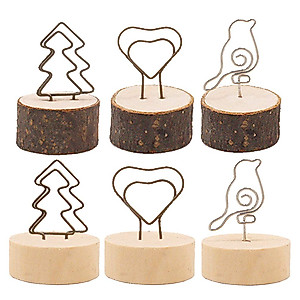 Amosfun 12 Pcs Wooden Table Name Number Holder Photo Picture Menu Note Memo Clips Holder for Wedding Office Christmas Table Decorations (Bird Shape)