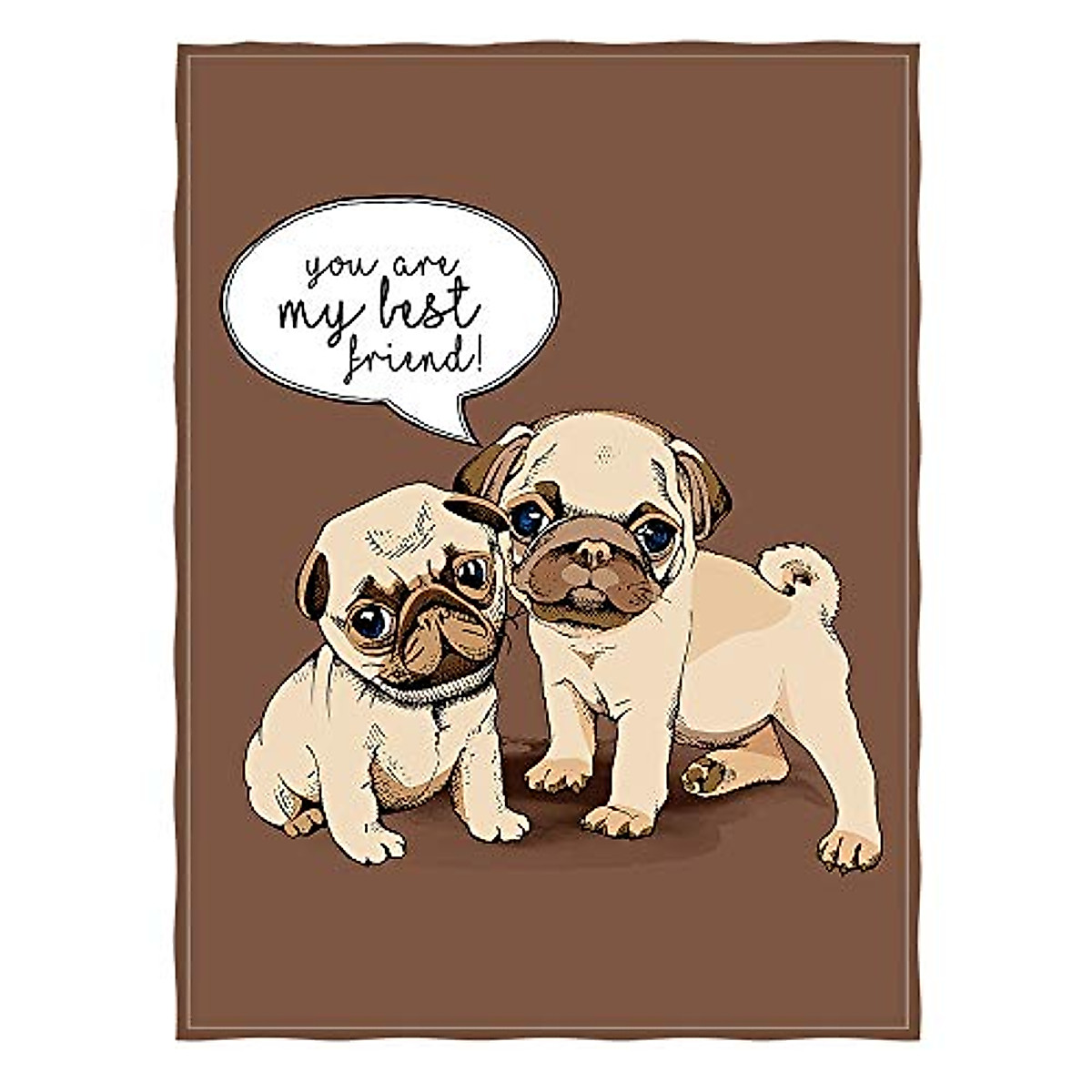 DUISE Flannel Bed Throw Blanket Pugs Puppies Soft and Fuzzy Plush Print Blanket Friendship is Always for You Friends Gifts for Pet Animals Puppy Dog Lovers Throw(50"x60")