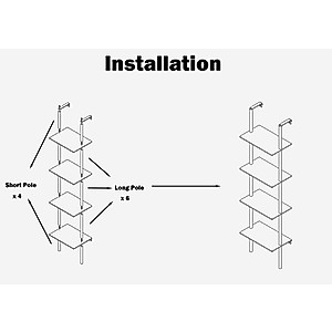 takor Compact Acrylic Ladder Bookshelf, Space-Saving 4-Tier Modern Design for Small Areas, Elegant Acrylic Bookcase for Living Room, Bathroom, Office (9.4" D x 15.7" W x 60.6" H)