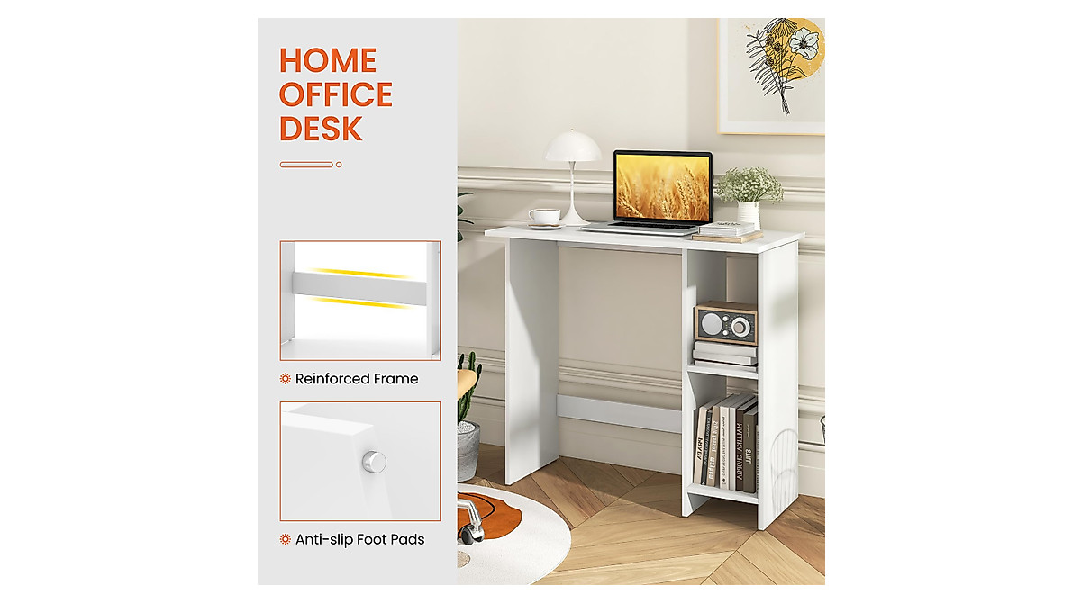 Giantex White Small Desk for Small Spaces | Modern PC Laptop Table