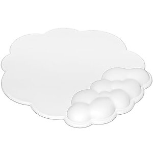 JIKIOU Mouse Pad Wrist Support with Leather Surface,Cloud Wrist Rest Mousepad with Memory Foam,Non-Slip PU Base Mouse Pad for Home Office Laptop Mac Easy Pain Relief (Cloud White)