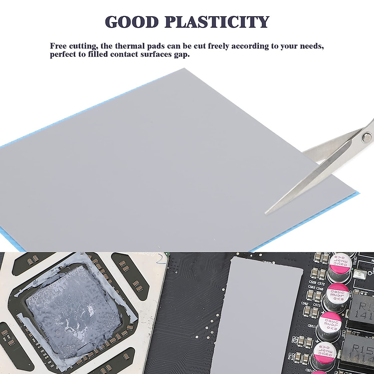 Thermalright Thermal Pad Silicone Thermal Pads 12.8 W/mK, Non Conductive Heat Resistance High Temperature Resistance for Laptop Heatsink/GPU/CPU/LED Cooler Gray (0.5mm)