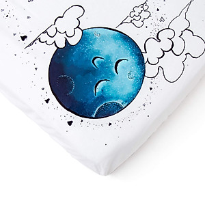 JumpOff Jo - Waterproof Baby Crib Sheet - Super Soft Breathable Minky Fabric, TPU Stain Protector, Baby Crib Sheet for Standard Crib Mattresses and Toddler Beds, 28"x52" - Mama Bear Blue