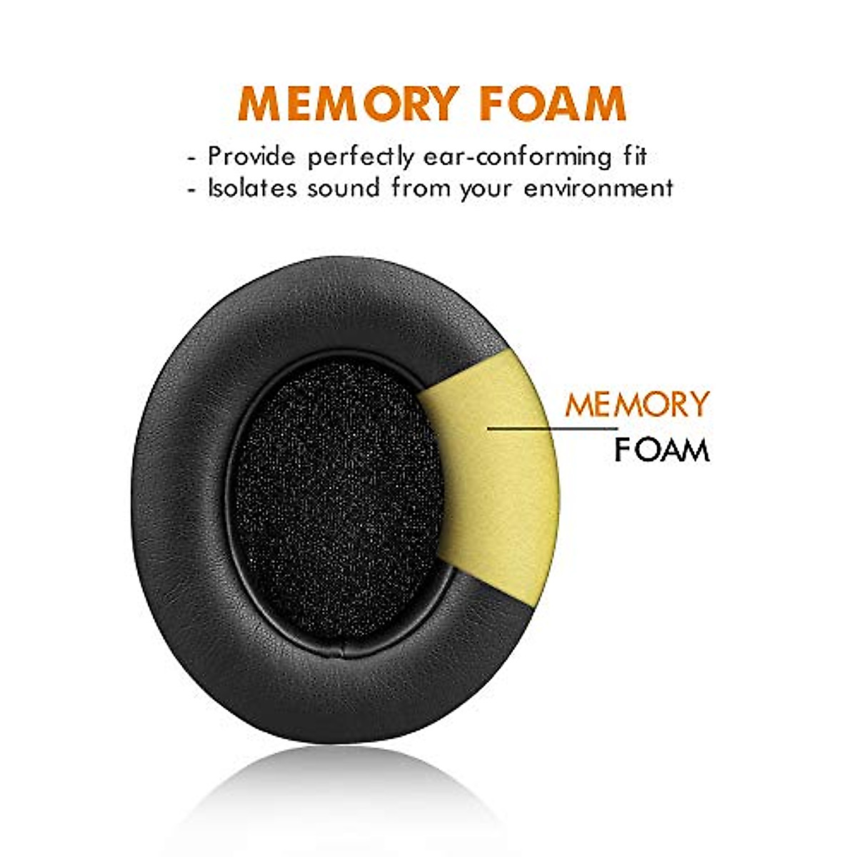 HiFan Replacement Ear Pads for Beats Studio 2.0 & 3.0 Wired/Wireless B0500 / B0501 - Extreme Comfort Ear Cushions Replacement kit Noise Isolation Adaptive Memory Foam Ear Cover, 2 Peices (Black)