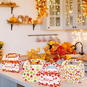 HOWAF Fall Maple Leaves Gift Boxes,12pcs Thanksgiving Party Treat Candy Boxes for Fall Harvest Party Thanksgiving Celebration Supplies, Autumn Party Candy Boxes, Hello Fall Goodie Boxes