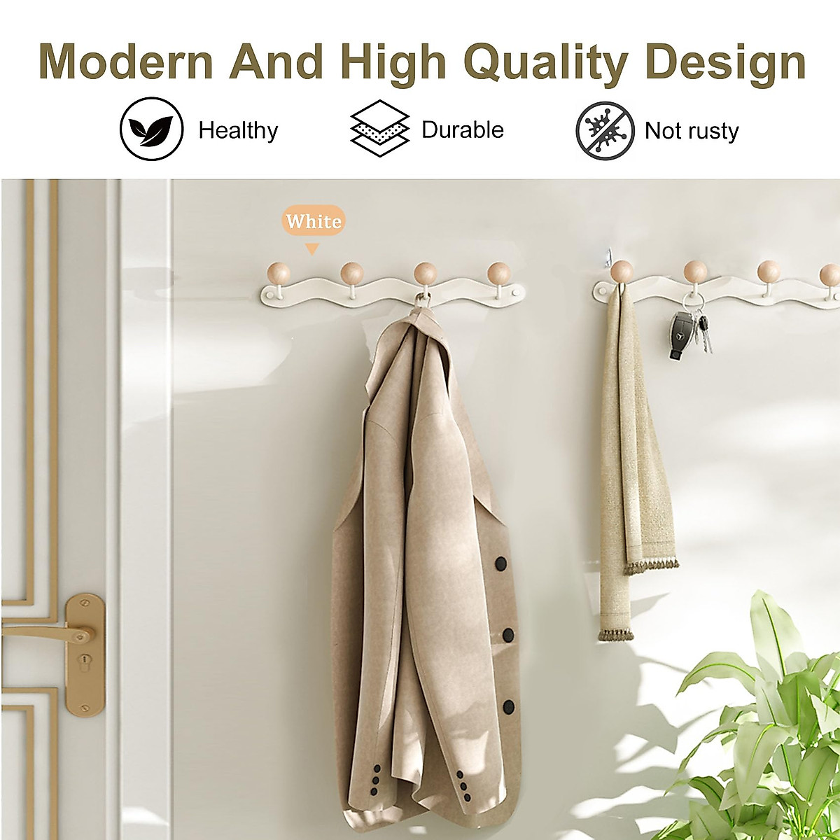 Asruito Coat Hooks for Wall, Key Holder Wall Mount, Coat Rack Wall Mount, Wall Hooks for Coats, Hooks for Hanging Hat Towel Purse Robes Mudroom Bathroom Entryway