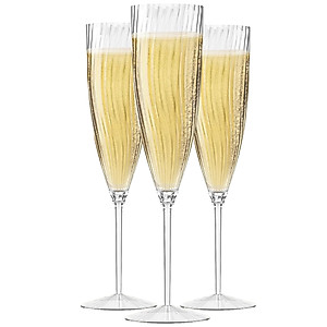Oojami 6 Oz Clear Plastic Champagne Glasses 24 Pack, Hard Disposable Plastic Champagne Flute Party Wedding Toasting Drinking Champagne Flutes