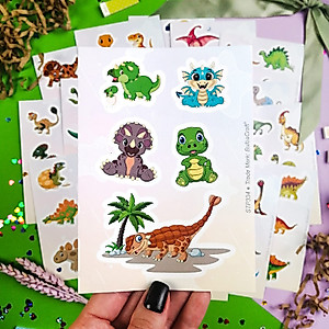 100 Pcs Cute Dinosaur Stickers for Kids, Waterproof Vinyl Dino Stickers for Water Bottles, Dinosaur Birthday Party Favors, Childrens Laptop Decals