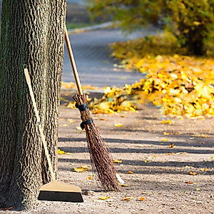 Amosfun Artificial Horsehair Broom with Long Wood Handle, Home Kitchen Soft Bristle Sweeper Easy Swiping Dust and Wisp Floors and Corners