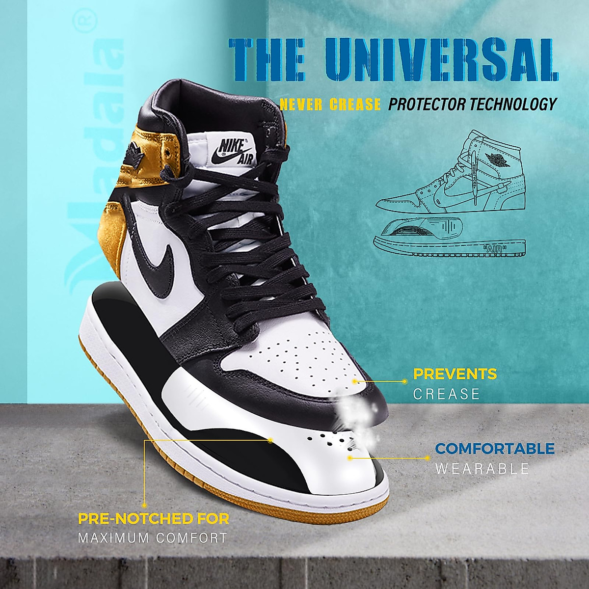 Madala 2 Pair Crease Protector for Air Force Shoes, Sneaker Shoes Protectors, Crease Guards Anti Crease Shoes Protector, Anti Wrinkle Shoes Crease Protector, No Crease Shoe Inserts for Men's 7.5-12