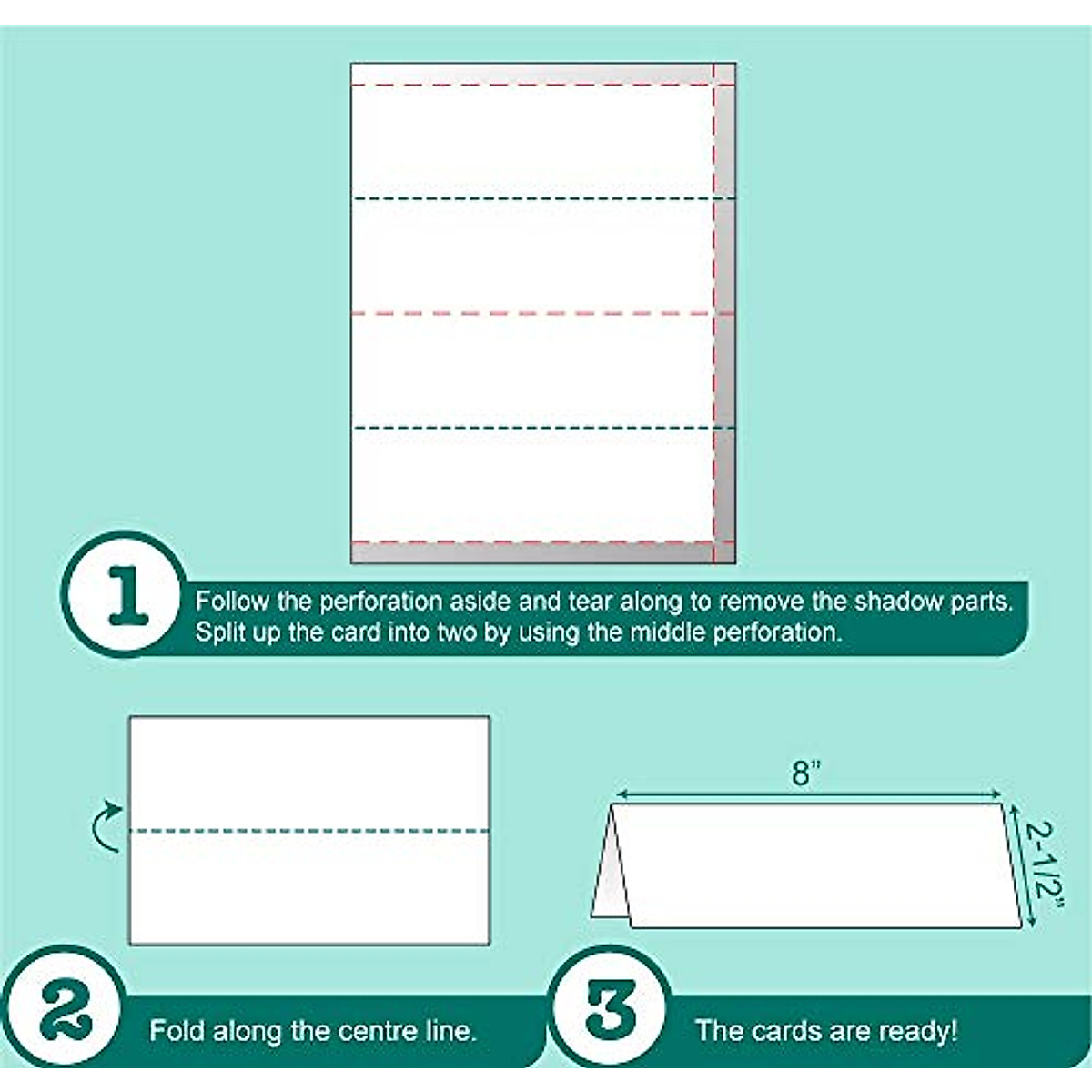 KARRES (QTY 120) 2.5 x 8 Inches Blank Table Place Tent Cards for Weddings Banquets Events Table Seating Food Labels