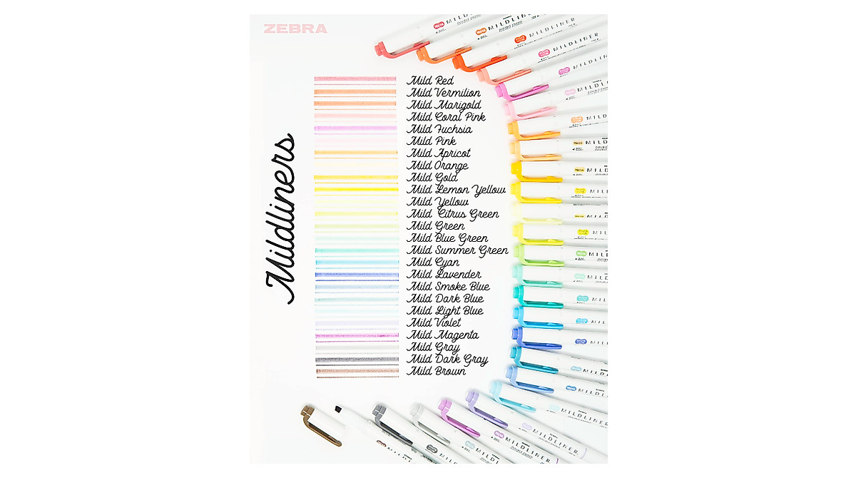 Zebra Mildliner Double Ended Highlighter Set - 25 Colors for Creative ...