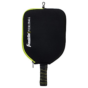 Franklin Sports Pickleball Paddle Cover - Black + Yellow Case for Pickleball Paddles - Protective Racket Cover with Hook - Fits Standard Pickleball Paddles
