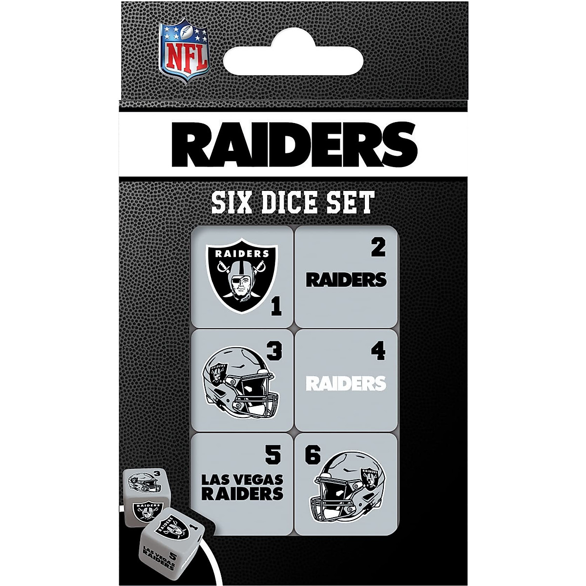MasterPieces Game Day - NFL Las Vegas Raiders - 6 Piece Team Logo Dice Set - D6 Standard Size