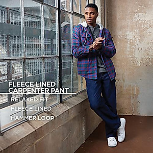 Wrangler Authentics Men's Fleece Lined Carpenter Pant,Dark Indigo,34W X 30L