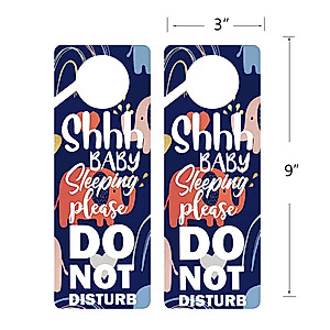 Funny Baby Sleeping Sign, Door Hanger, Funny Baby Room Decorative, 2 Pack, Double Sided, Ideal for Home, Bathroom, Bedroom, Baby Room