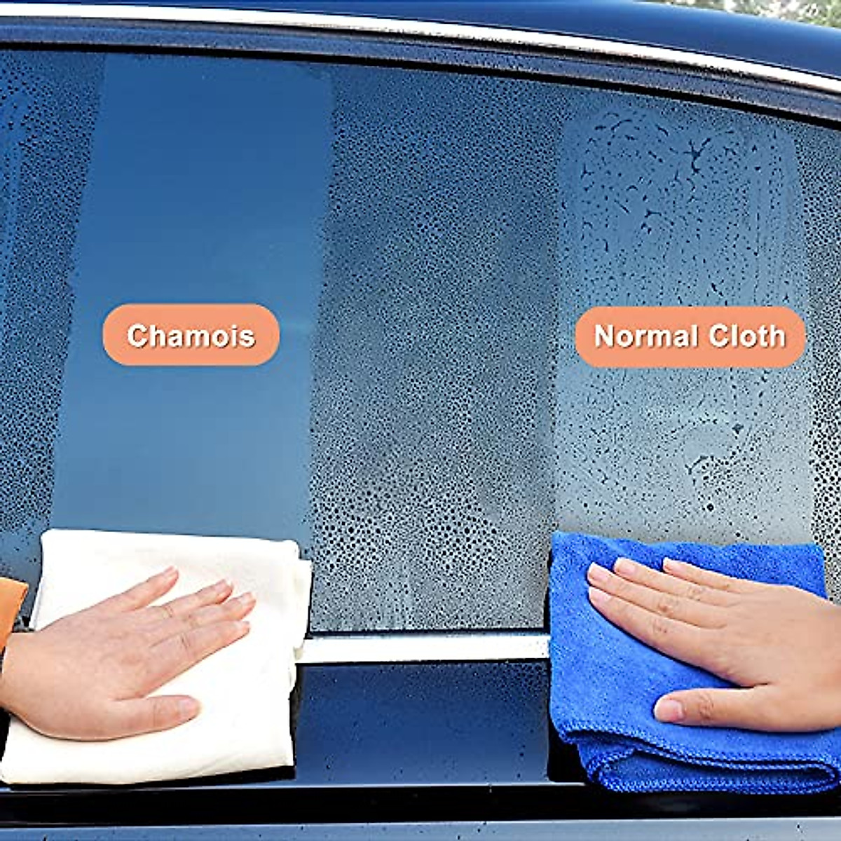 2-Pack Chamois Cloth for Car 35''x 24'' Fast Drying Pad Towel Natural Shammy Towel Real Leather Sheepskin Washing Cloth Cleaning Towel Car and Precision Instruments Multipurpose Wipes Natural Shape