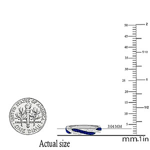 Dazzlingrock Collection 10K Round Blue Sapphire & Diamond Ladies Wedding Swirl Stackable Band, White Gold, Size 6