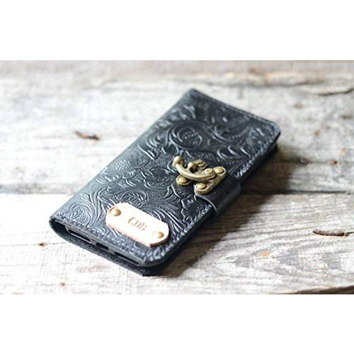 Handmade Genuine Leather Wallet Case For Iphone 14 Pro Max 13 mini Case Leather Case For Iphone 14 plus 14 pro 13 12 11 With Wristlet BLACK Pattern