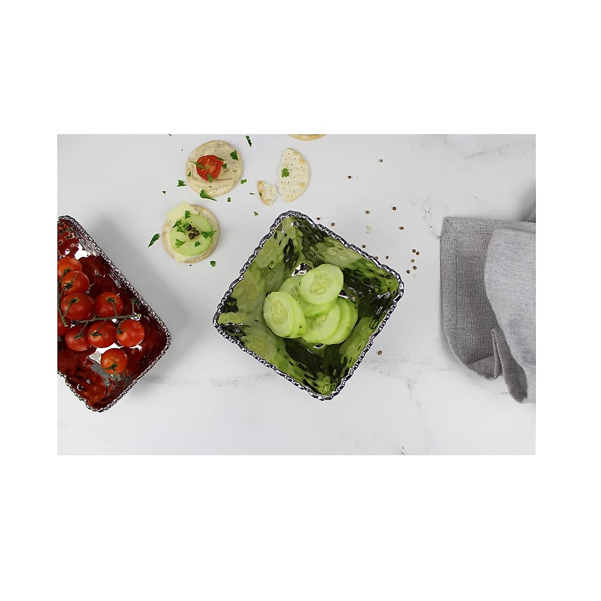 Pampa Bay CER-2733 Small Square Snack Bowl, 5-inch Square, Porcelain