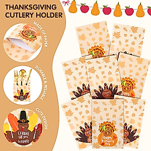 24 Pieces Thanksgiving Tableware Set Thanksgiving Place Setting Turkey Cutlery Holders Thank Giving Decoration Thanksgiving Cutlery Holder for Thanksgiving Turkey Utensil Decor, Autumn Harvest Party